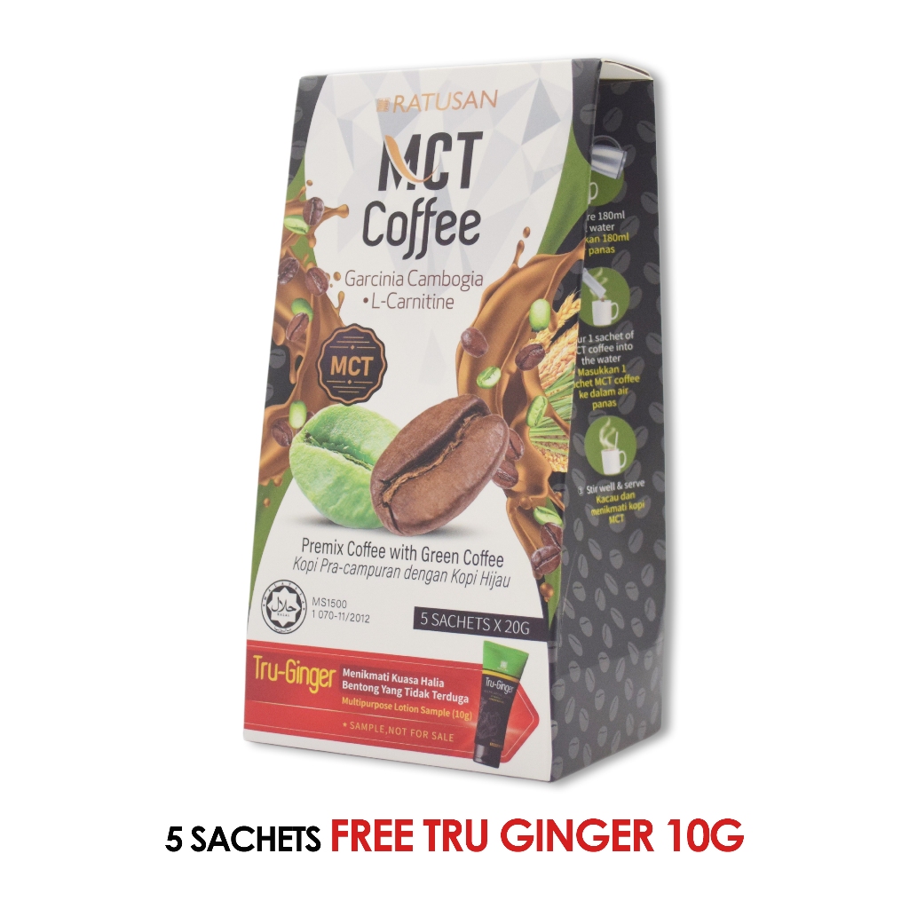 RATUSAN MCT COFFEE PREMIX COFFEE TRIAL 5 SACHETS FREE TRU-GINGER | Shopee Malaysia