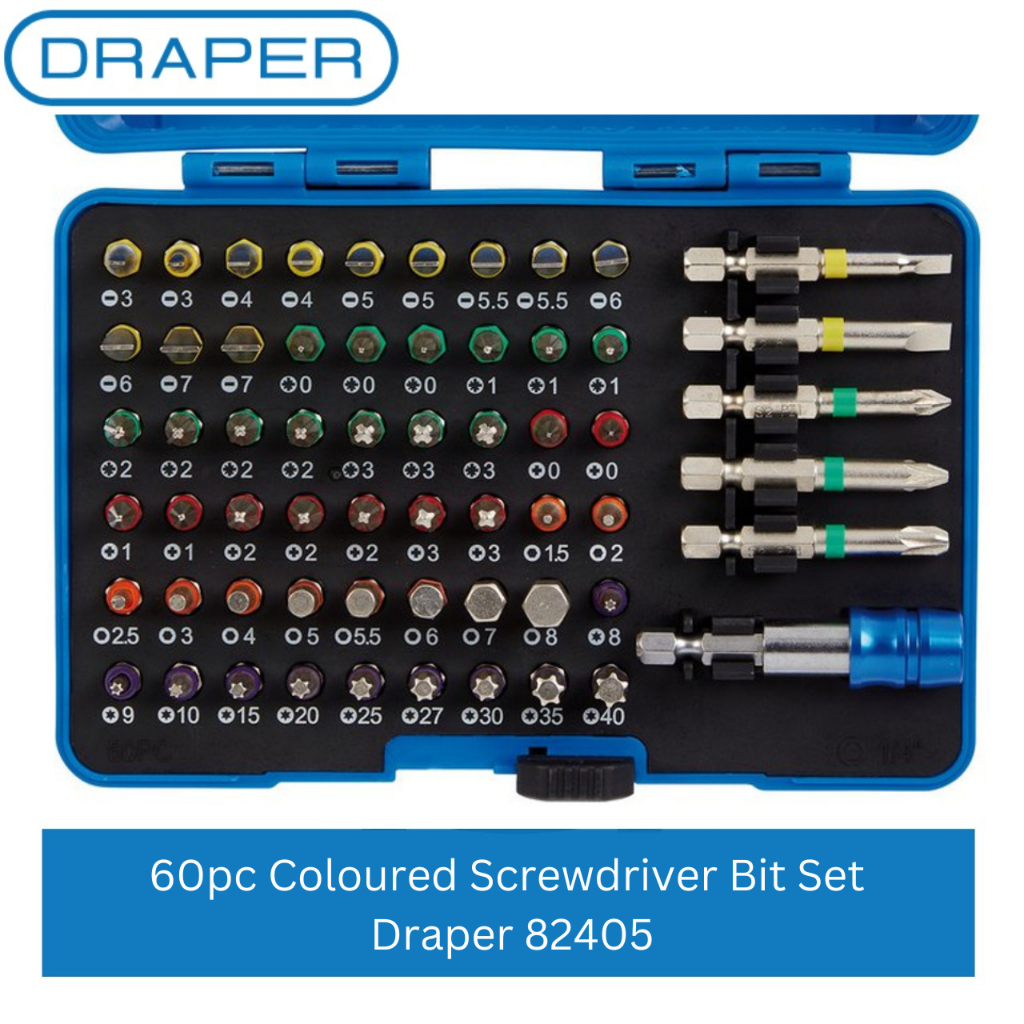 60pc Coloured Screwdriver Bit Set Draper 82405 | Shopee Malaysia