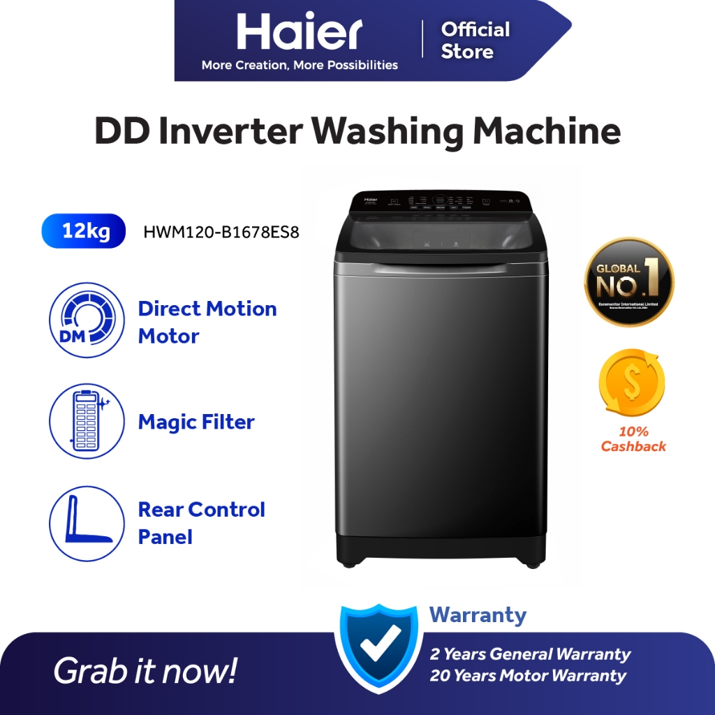 Haier 12kg Top Load DD Inverter Washing Machine / Magic Filter / Rear ...