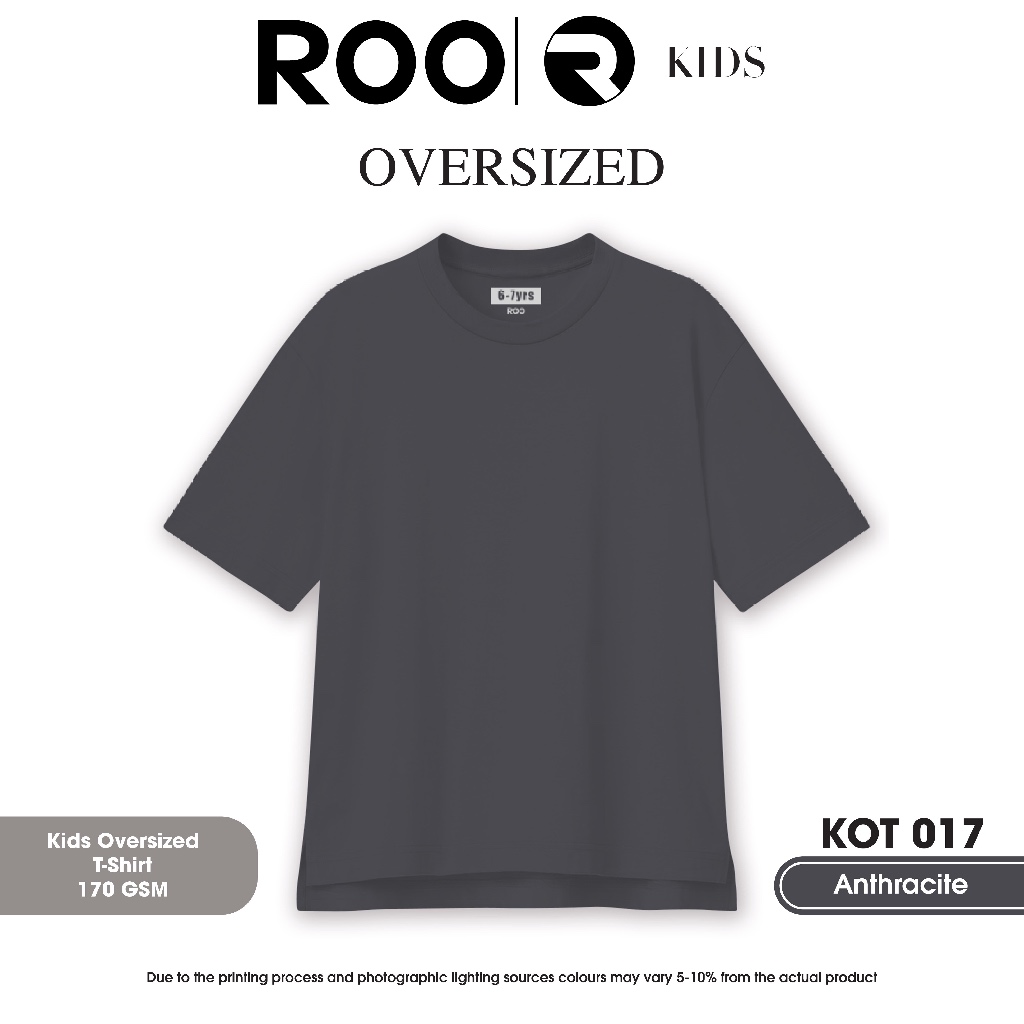 ROO Kids Crew Neck Oversized Short Sleeve T-Shirt 100% Cotton | Shopee ...