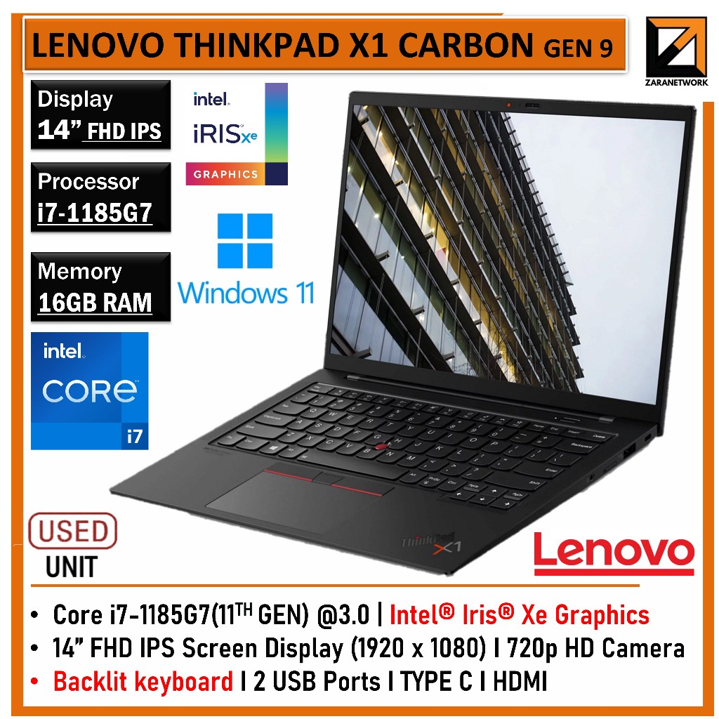 Lenovo ThinkPad X1 CARBON GEN 8 / GEN 9 / GEN 10 (1 YEAR WARRANTY T&C)Core i5/i7(10th/11th/12th ...
