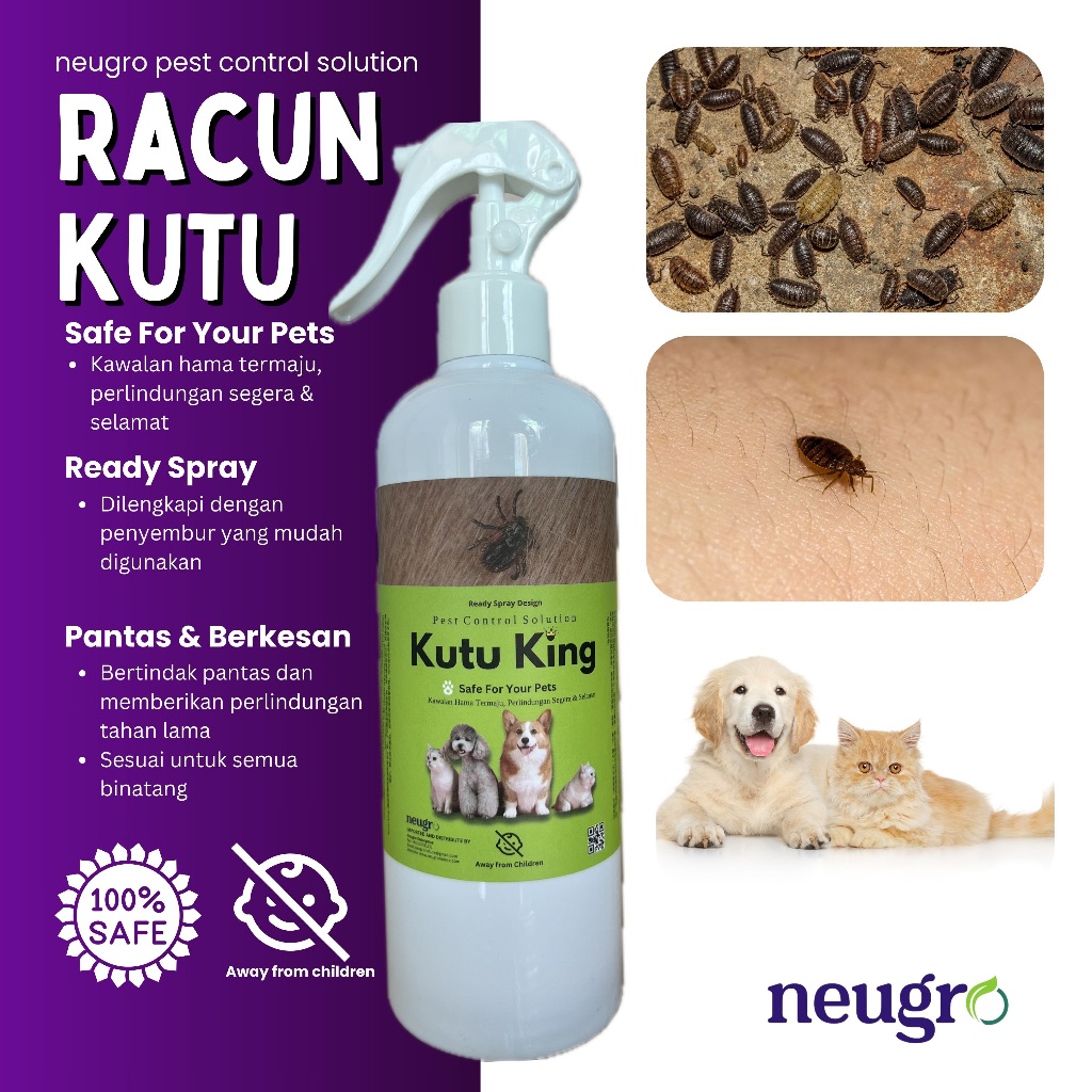 Neugro Kutu King 500ml Spray Kutu Kucing Lembu Flea Spray Tick Killer ...