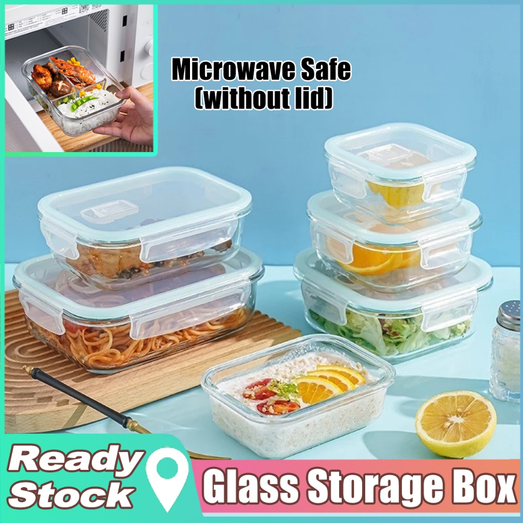 Rectangle Glass Food Storage Box Microwave Safe glass Container box ...