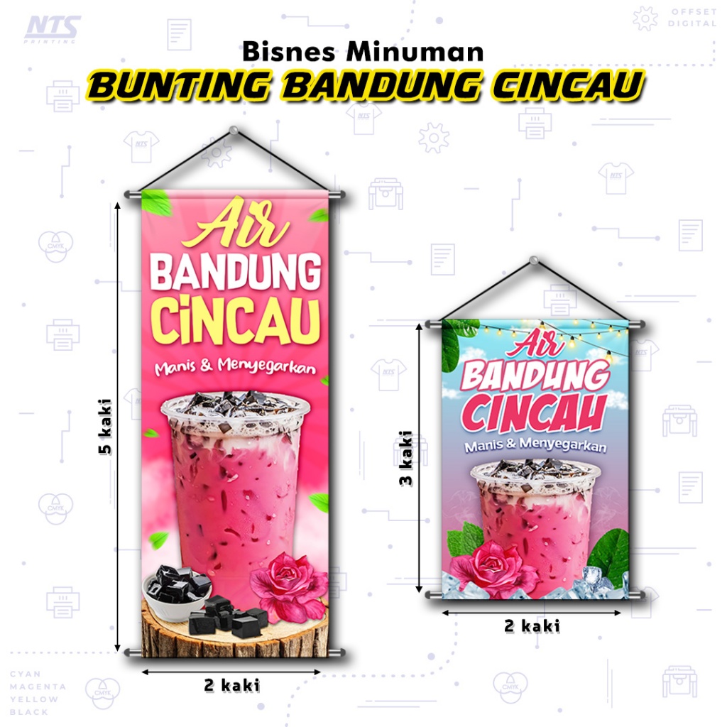 🔥FREE DESIGN🔥 Bunting Air Bandung Cincau - Material Kalis Air / Tahan ...