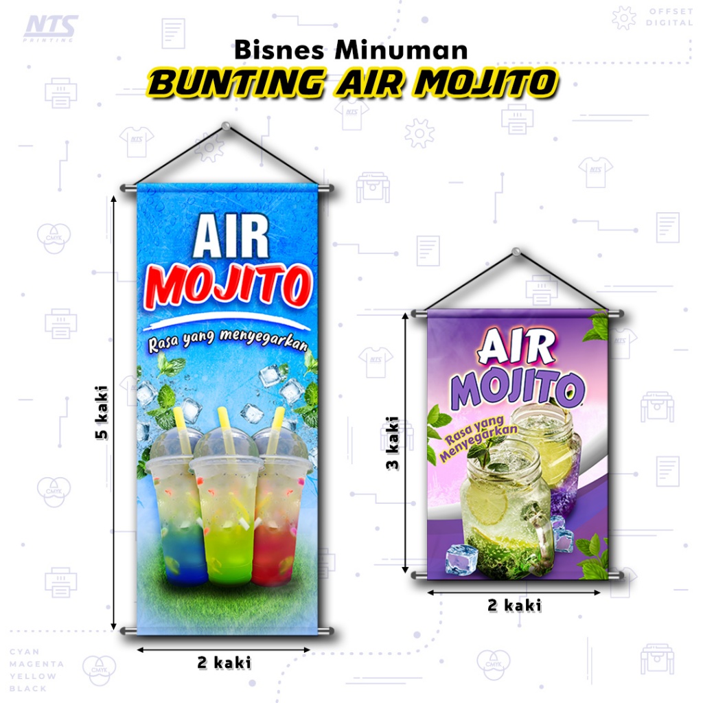 🍹READY DESIGN🍹 Bunting Air Mojito - Material Kalis Air / Tahan Lasak ...