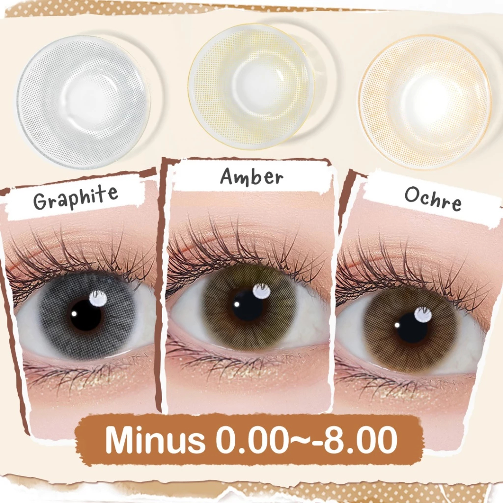[0.00~-8.00] Magister Contact Lens 14.00MM Amber Graphite Ochre Icy ...