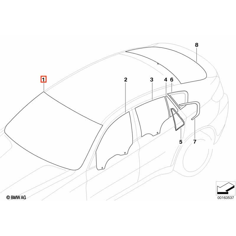 Original BMW E71/E72 Green Windscreen with Rain Sensor & HUD (KAFAS ...