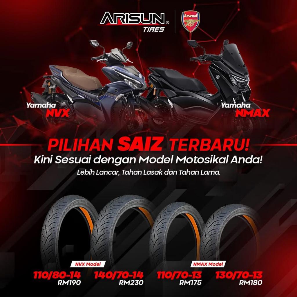 TAYAR ARISUN SK1 SCOOTER NMAX155 110/70-13 & 130/70-13 NVX 155 110/80-14 & 140/70-14 | Shopee ...