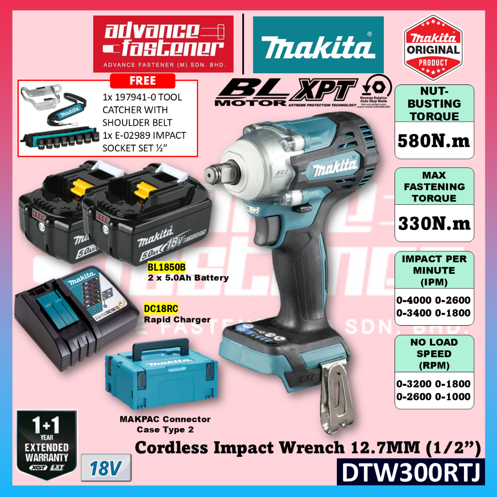 🔥HOT SALES🔥 Makita DTW300RTJ / DTW300Z 18V Cordless Impact Wrench 12 ...