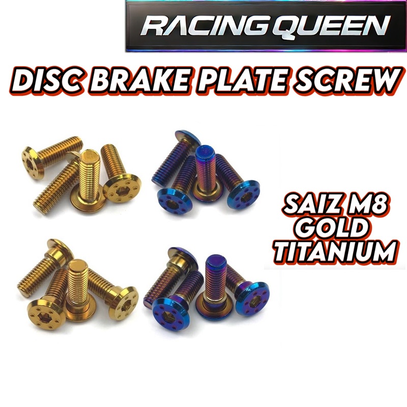 (1 PCS) FRONT & REAR DISC PLATE SCREW SKRU PIRING DISC M8*25 TITANIUM ...