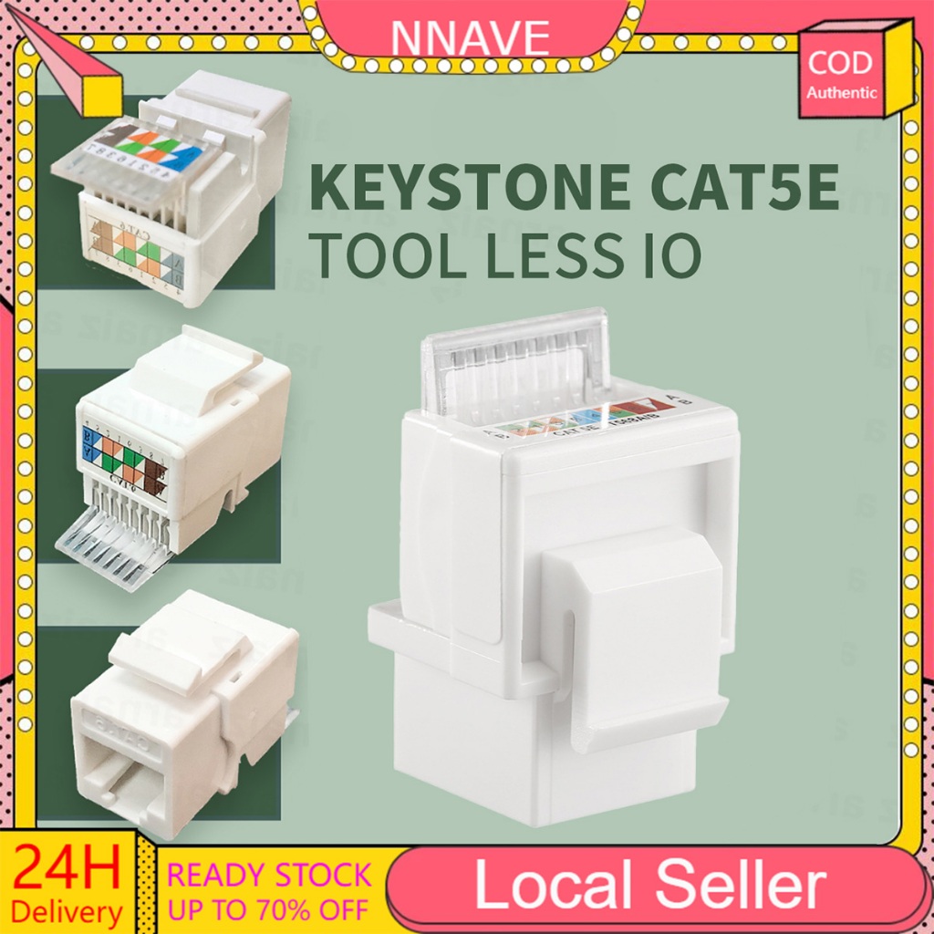 10Pcs Cat5e RJ45 Tool-Less Keystone Jack Wall Connector Ethernet Module Female Jack Network ...