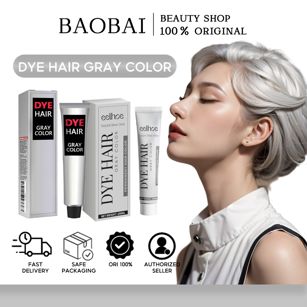EELHOE Hair Dye Colour Grey Color Natural Grey Hair Pewarna Rambut ...