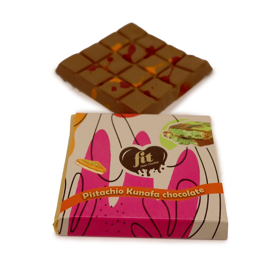 FIT DUBAI CHOCOLATE { 80G } PISTACHIO KUNAFA CHOCOLATE BAR ,MADE IN U.A ...