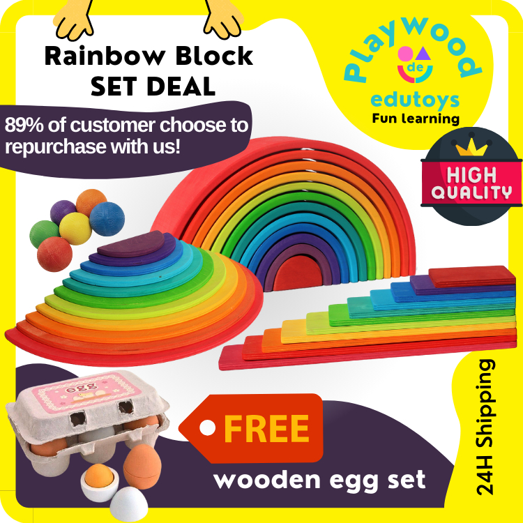 [🔥Rainbow Block Set🔥] INS Nature Wooden Rainbow Blocks Open Ended Toy | Shopee Malaysia