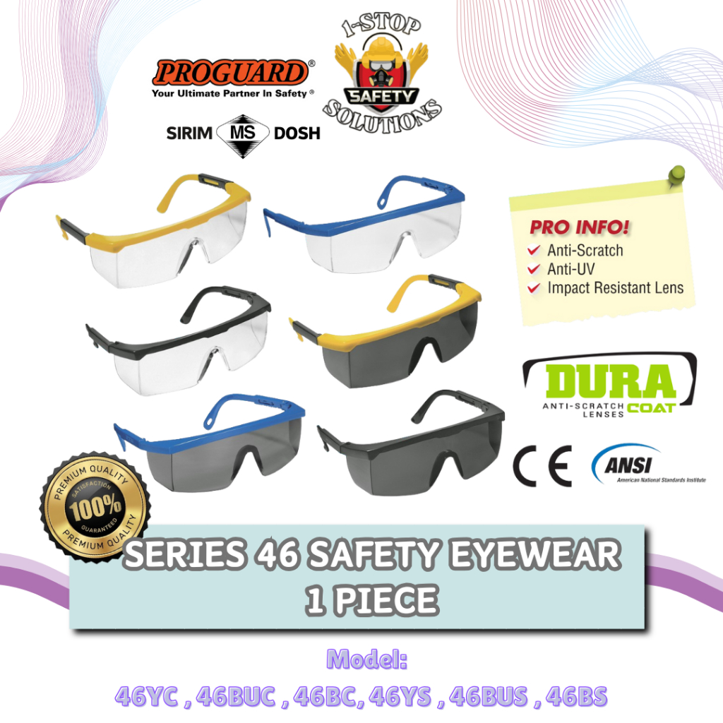 1 Piece Proguard ECOSAFE Series ES46 Lightweight Safety Eyewear Clear ...