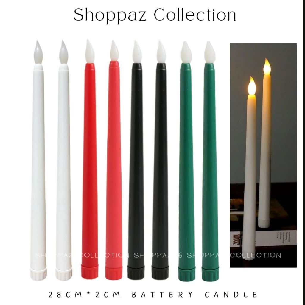 Shoppaz 28cm LED Candles Battery Candle Rod Taper Candles Dinner Candle ...
