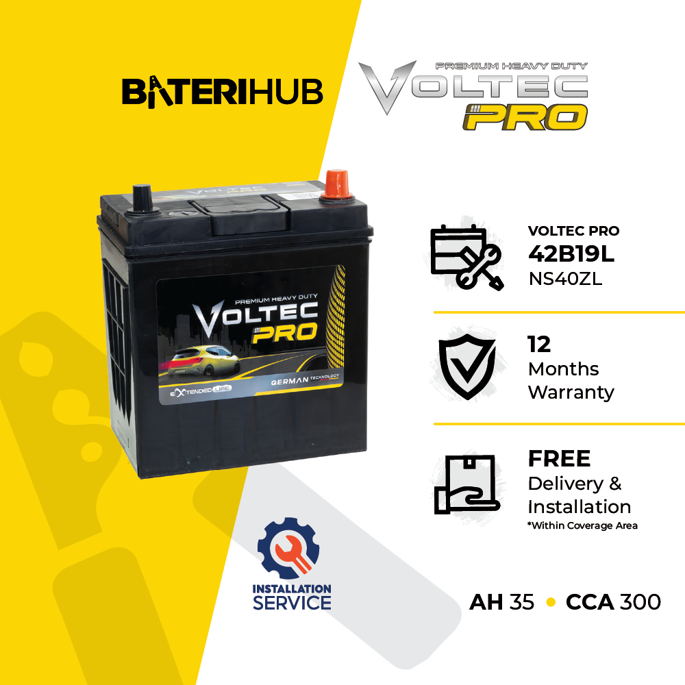 [Installation Provided] Bateri Kereta 42B19L Voltec PRO | Car Battery ...
