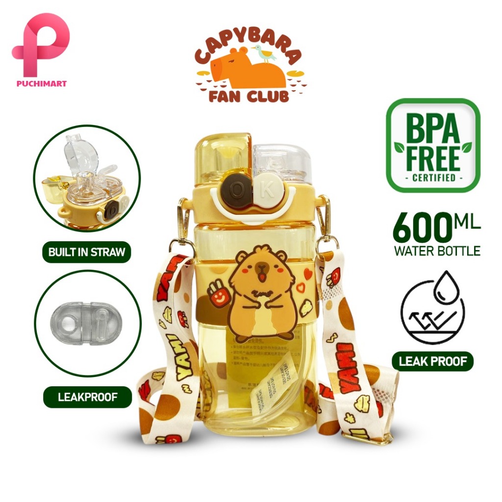 CUTE CAPYBARA CARTOON PREMIUM WATER BOTTLE 520ml BPA FREE LEAK PROOF ...