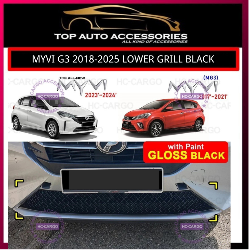 PERODUA MYVI GEN 3 2018-2025 FRONT GRILL HONEYCOMB LOWER GRILL GLOSSY ...