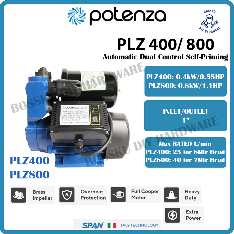 POTENZA PLZ400 PLZ800 Automatic Dual Control Self-Priming Peripheral ...