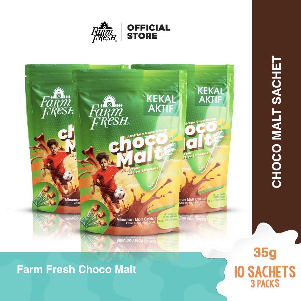 Farm Fresh Choco Malt Powder 35g x 10 Sachet x 3 packs | Shopee Malaysia