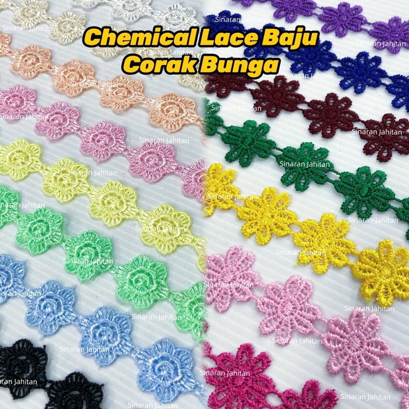 Chemical Lace Bunga 1.5cm/2.5cm/3cm (Jenis Jahit - boleh potong satu ...