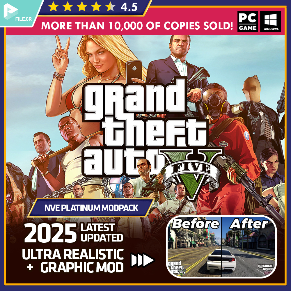 GTA 5 – Realistic Graphic Mod (NVE Platinum) + Full Content [𝐋𝐈𝐅𝐄𝐓𝐈𝐌𝐄 ...