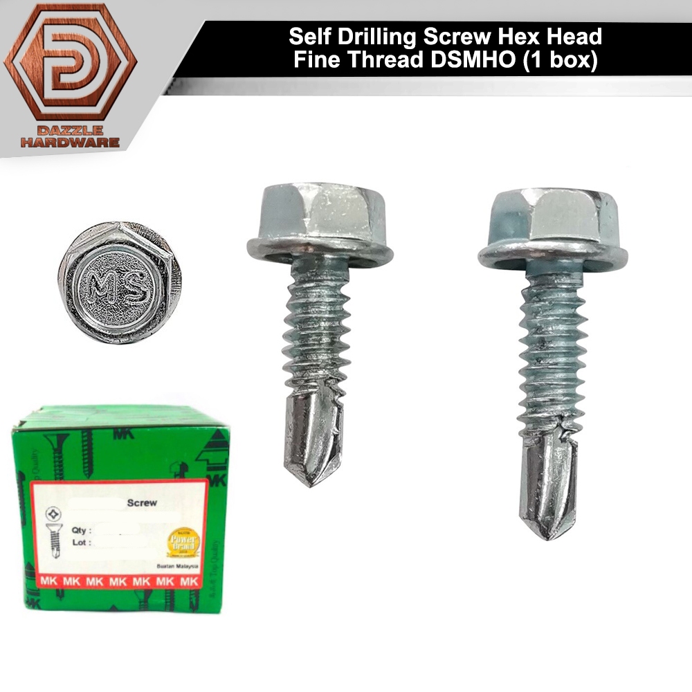 [ 1 unit = 1 Box] Self drilling screw hex head DSMHO skru tebuk besi ...