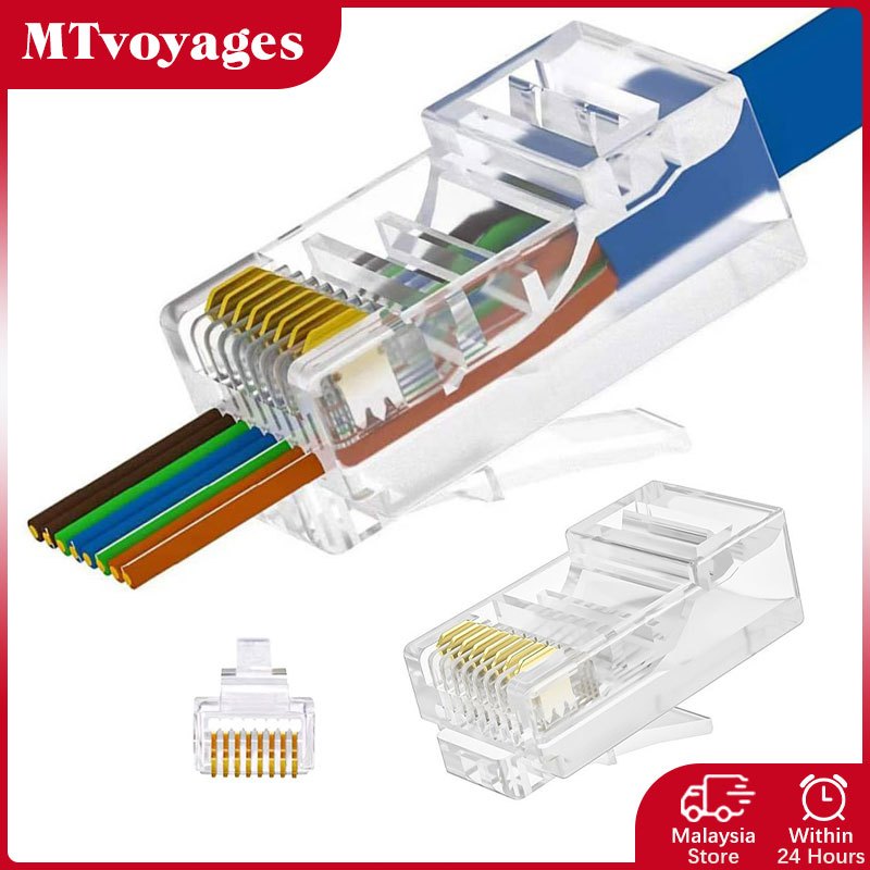 100Pcs Box RJ45 CAT6 CAT7 Ethernet LAN Cable Connector Modular Network ...
