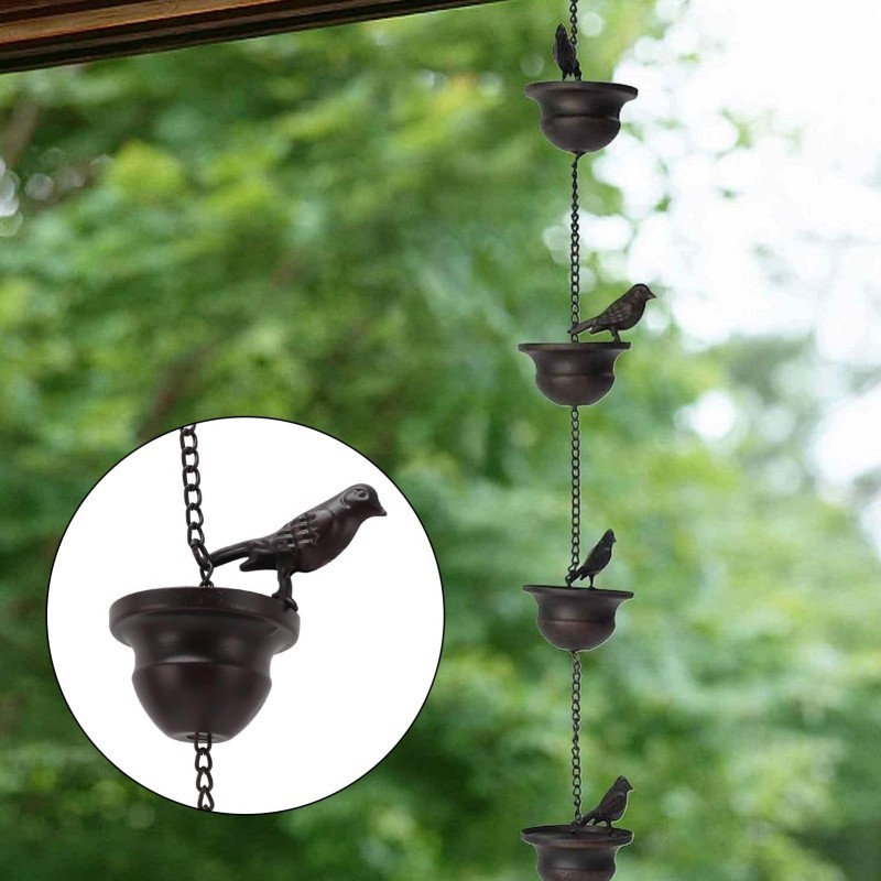 4 birdies Rain Water Down Chain Rain Chains for Gutters relaxing melody ...
