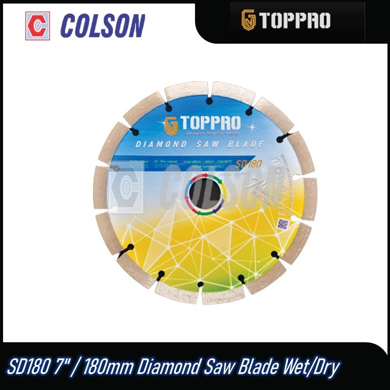 COLSON TOPPRO SD180 7" / 180mm Diamond Saw Blade Wet/Dry | Shopee Malaysia