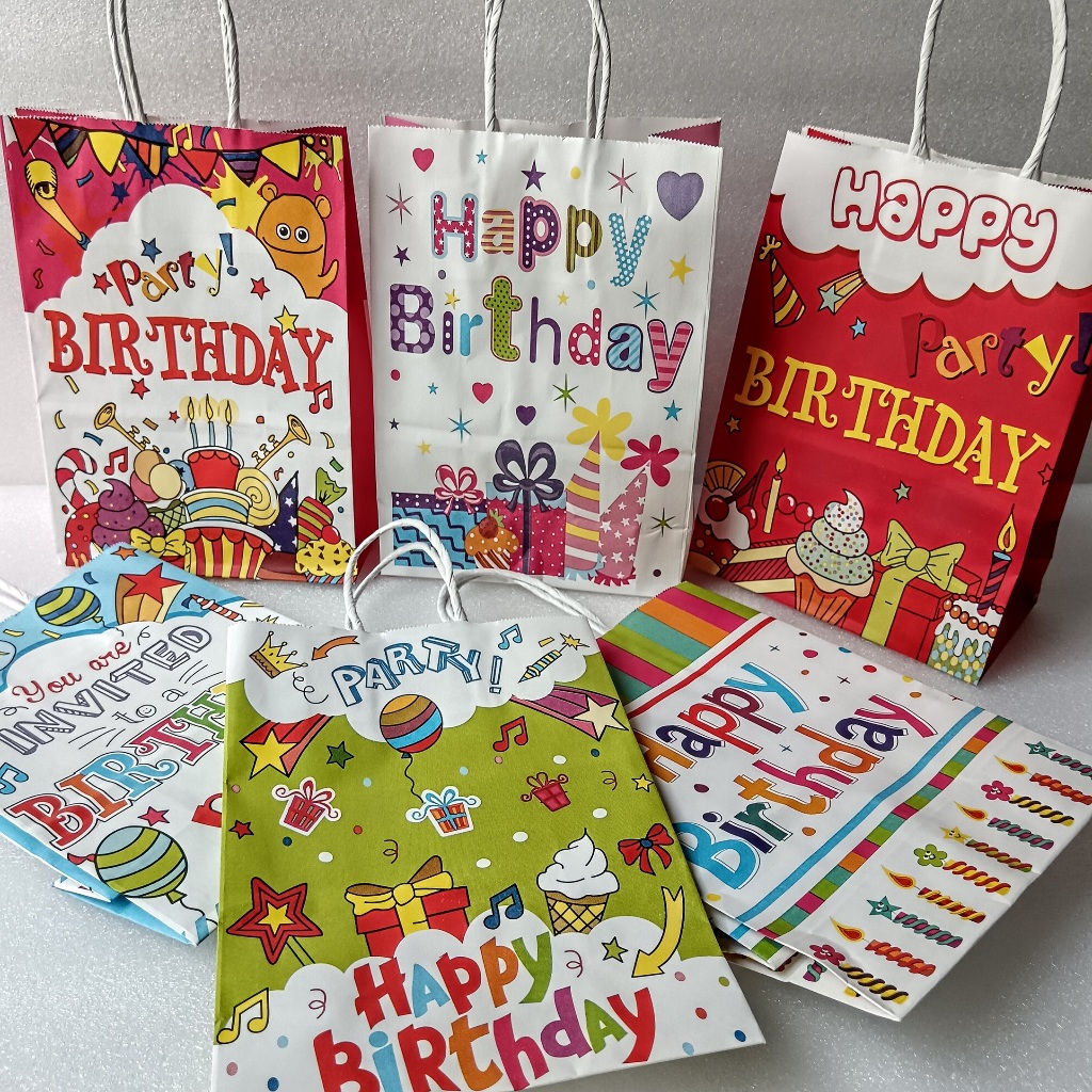 READY STOCK 12 pcs Happy Birthday Paper Bag Gift Bag Goodies Bag ...