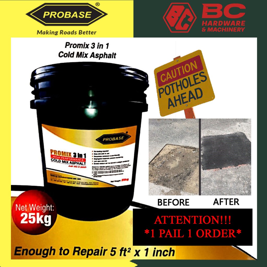 PROBASE 25Kg Promix 3in1 COLD MIX ASPHALT for DIY Repair Car Park ...