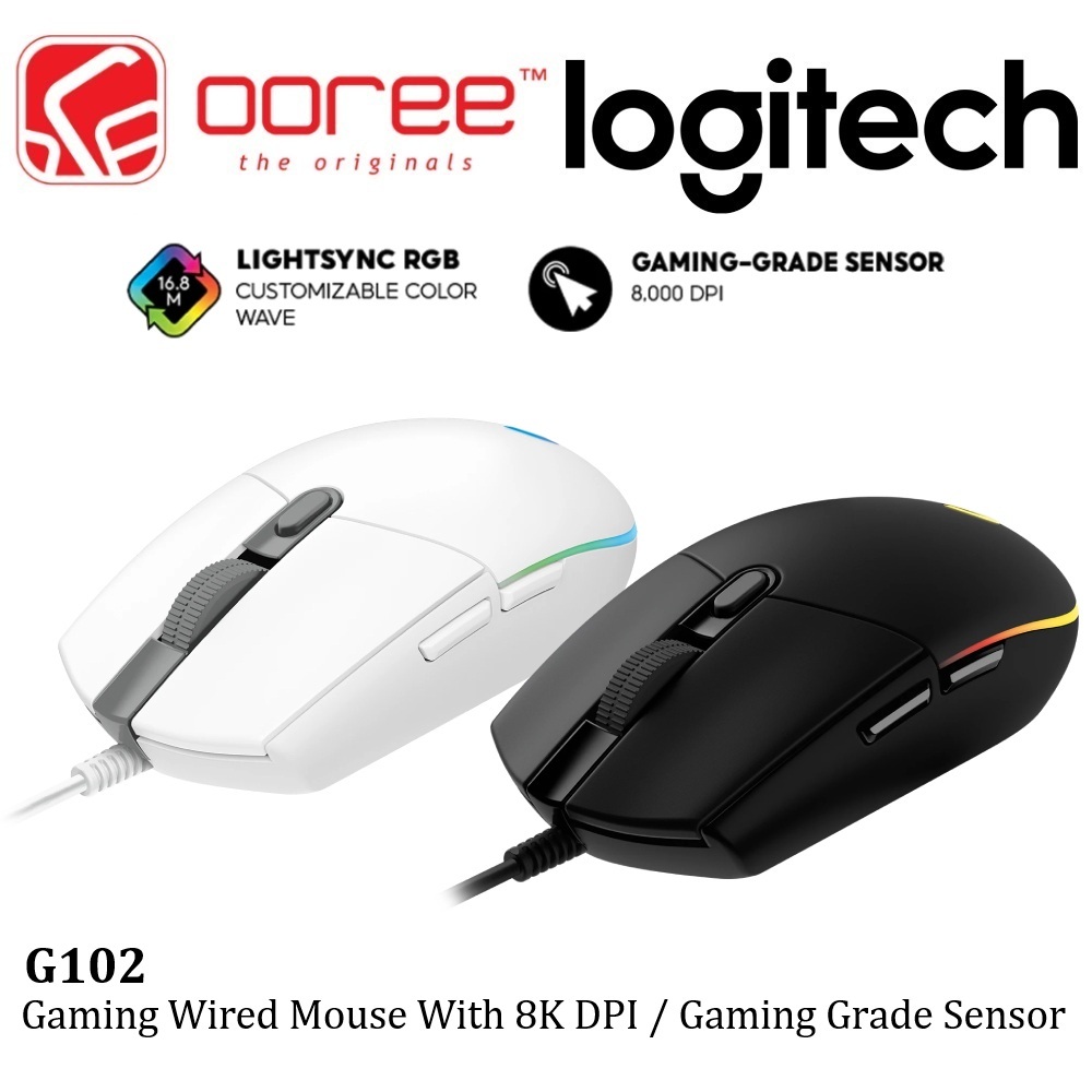LOGITECH G102 GAMING WIRED MOUSE WITH 8K DPI / GAMING GRADE SENSOR ...