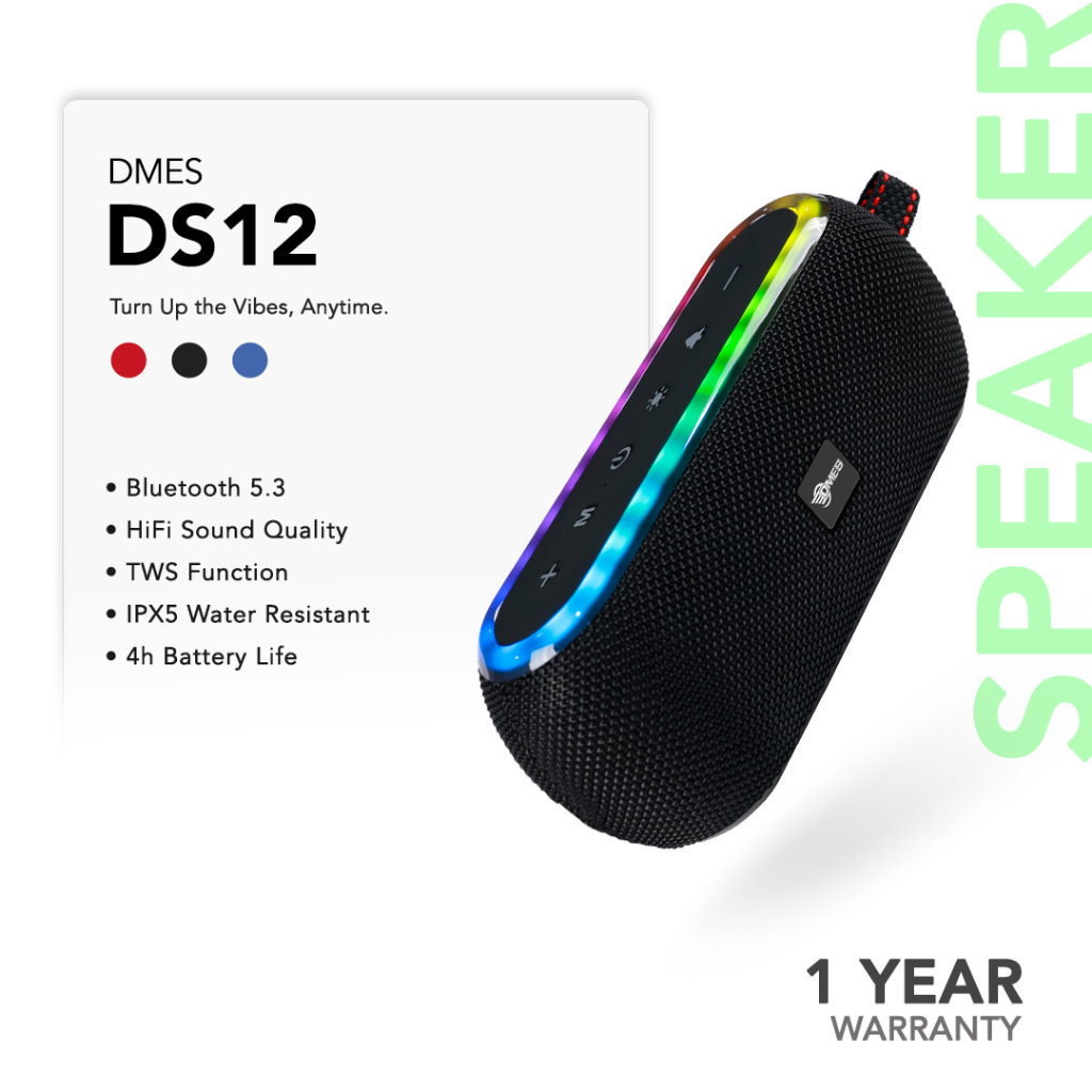Dmes DS12 Portable Bluetooth Speaker TWS Wireless Speaker | IPX5 Water ...