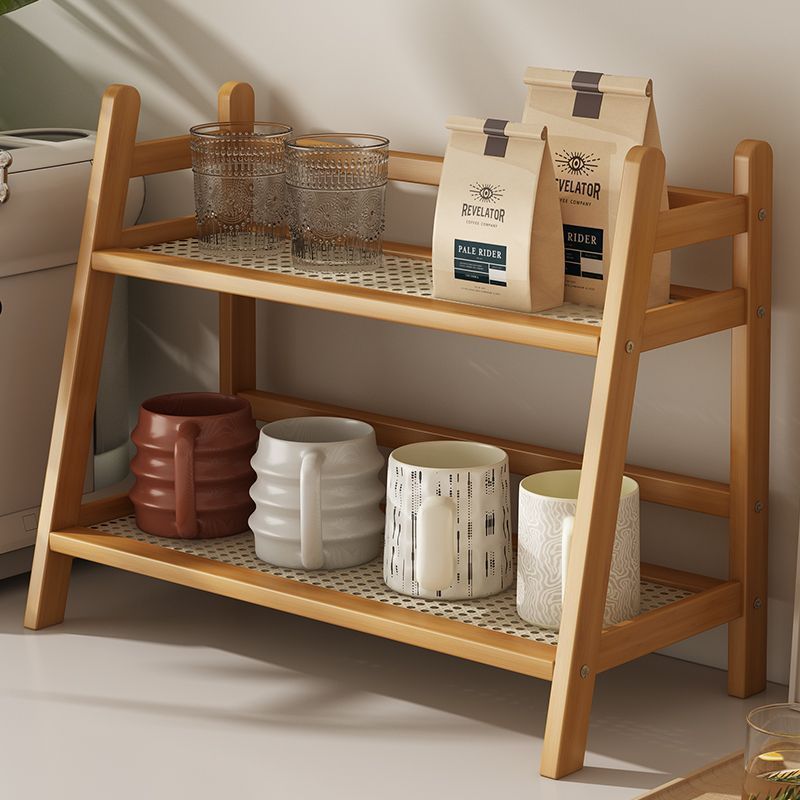 2 Layer Rack Bamboo Wooden Kitchen Storage Box File Rack Desk Organizer ...