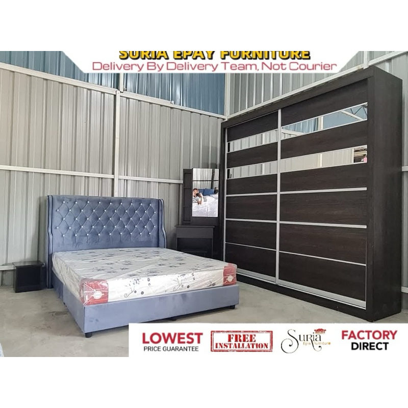[SIAP PASANG]8' x 8' Set Bilik Tidur Katil Queen / Bedroom Set ...