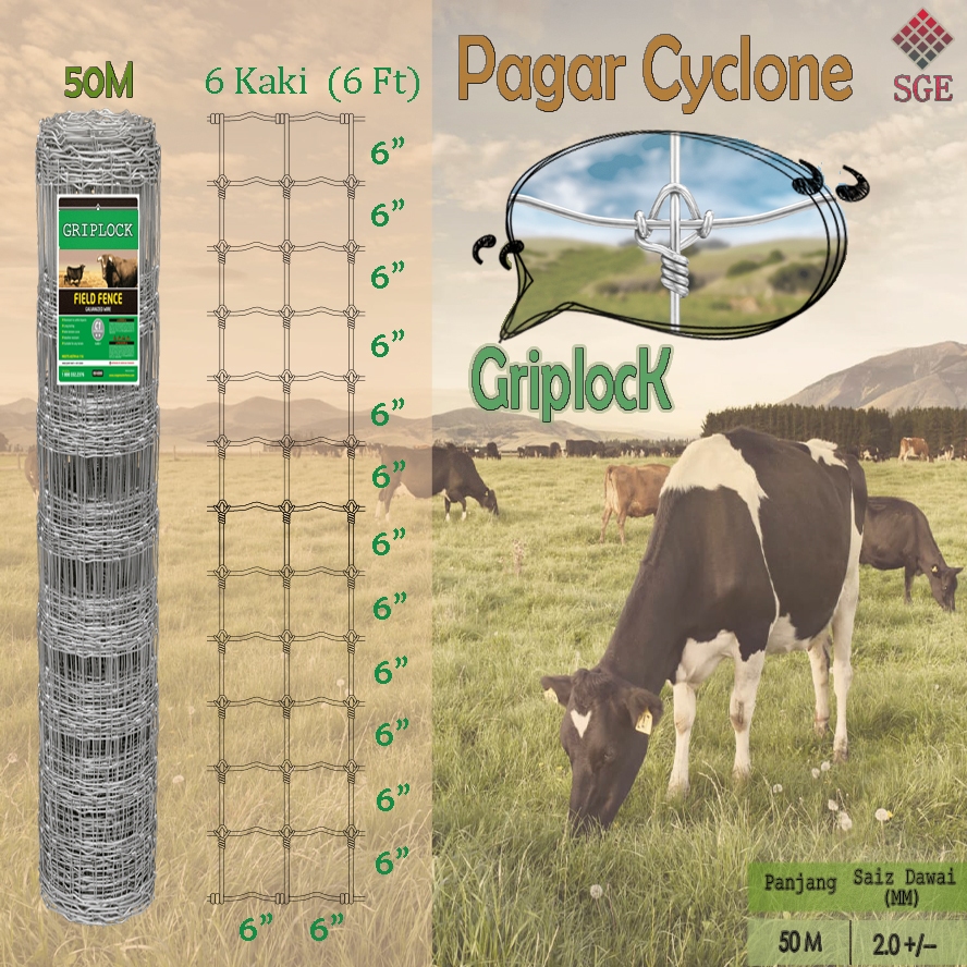 Pagar Cyclone Fence Griplock 6Kaki (6ft)Pagar Kambing Pagar Lembu Rusa ...
