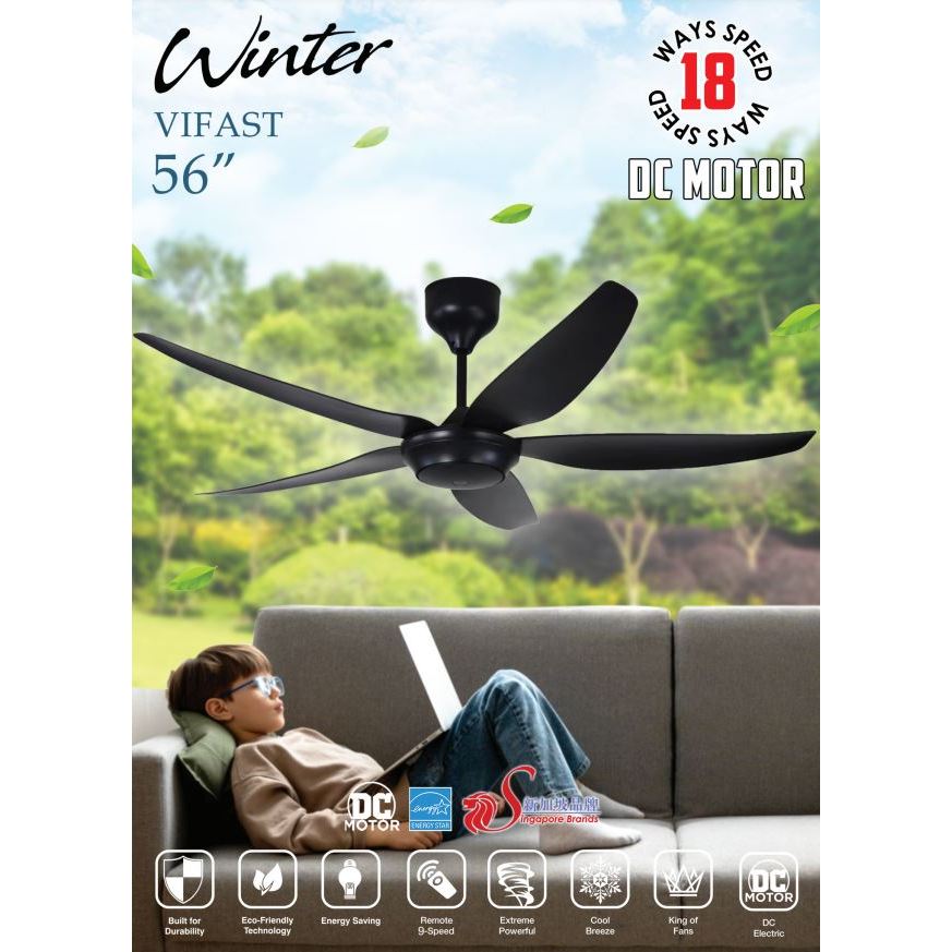 ELMARK CEILING FAN VIFAST 56” WITH 18 SPEEDS REMOTE CONTROL / 9 SPEEDS ...