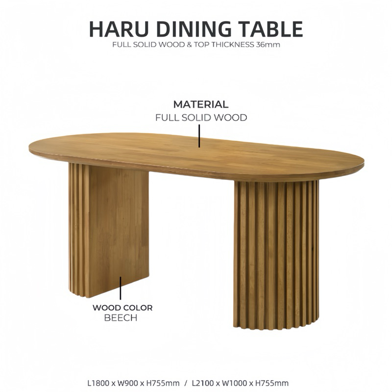 HS FURNITURE | HARU DINING TABLE| FULL SOLID WOOD | MUJI DINING TABLE ...