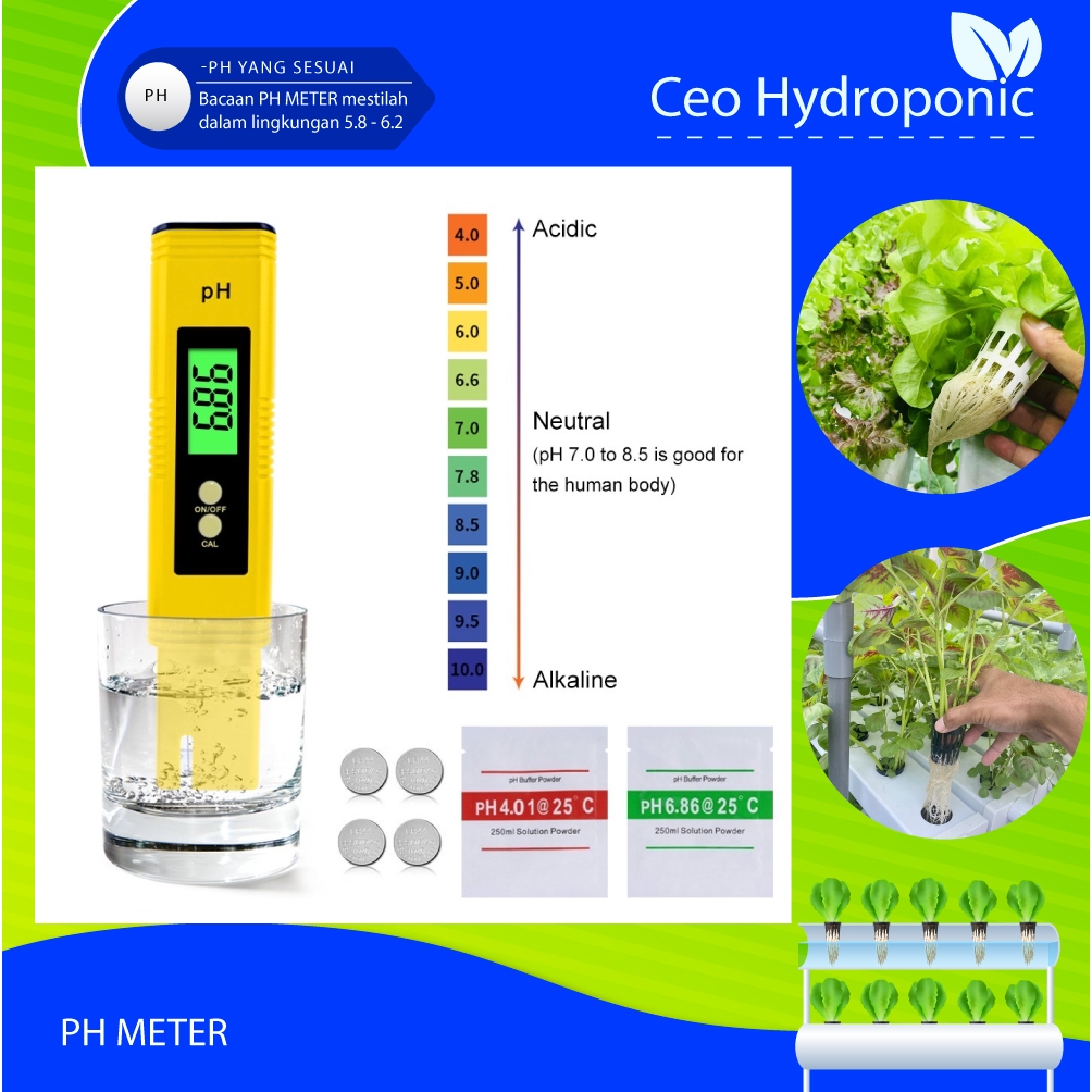 Ph Meter Digital With Led | Ph Temperature Test Pen | Hydroponics ...