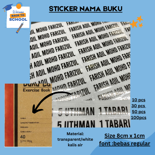 Sticker Label Buku Alat Tulis Pensel Peralatan Stationery School ...