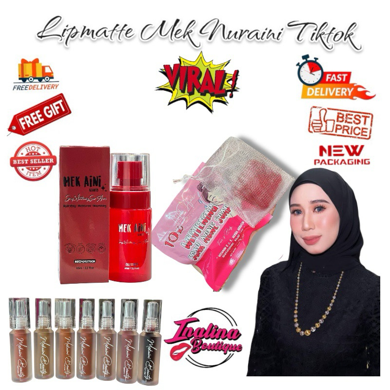 SPRAY MEK NURAINI & LIPMATTE TIKTOK (NEW PACKAGING) ORIGINAL BY HQ ...