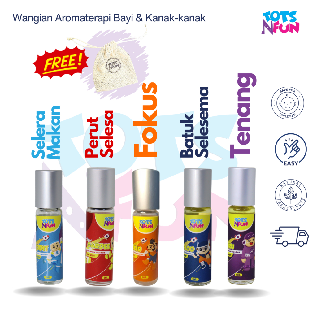 TotsNFun Aromaterapi Roll on 5ml Selera makan Tantrum Tidur Lena Batuk ...