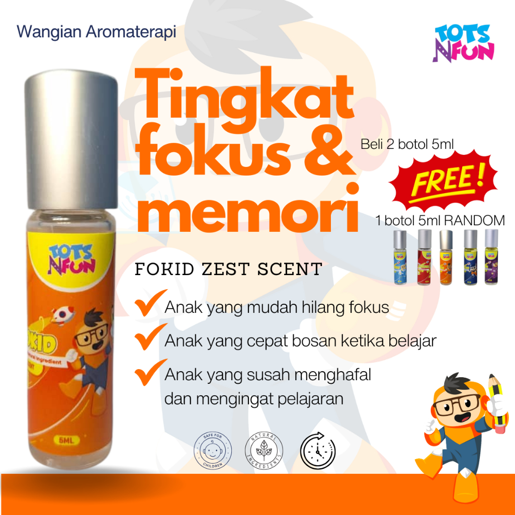 TotsNFun Fokid Zest Scent Aromaterapi Essential oil roll on Anak Fokus ...
