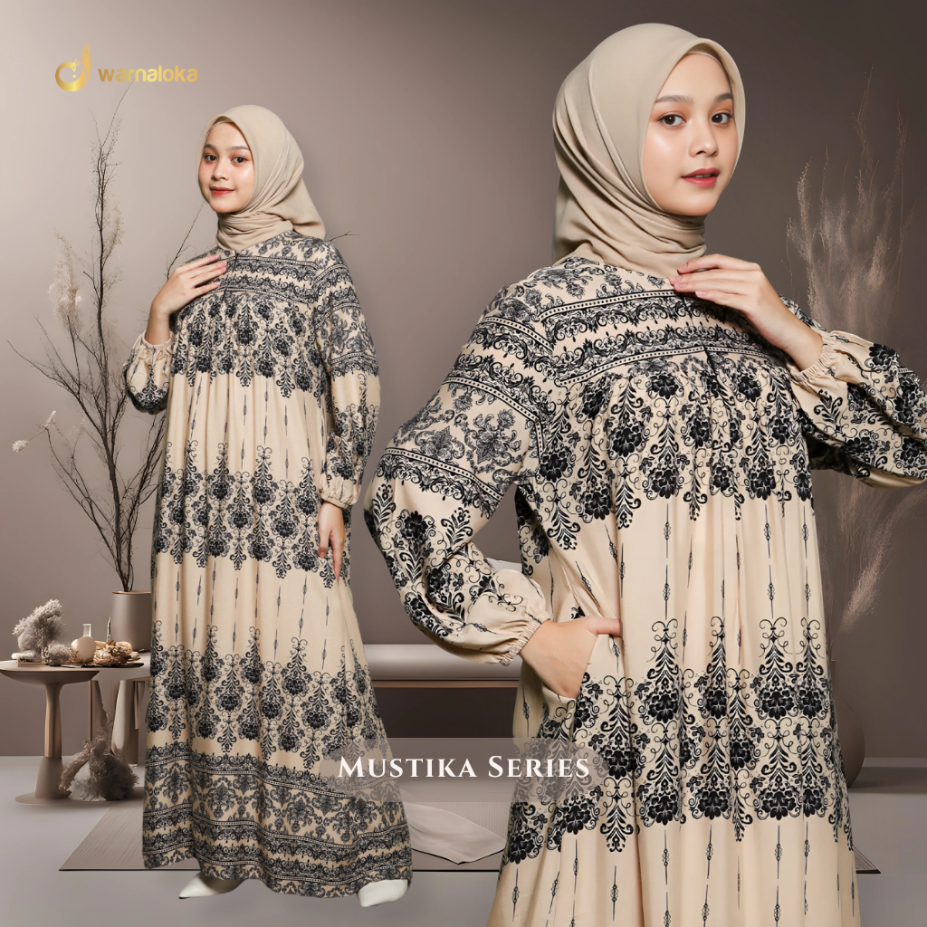 Baju Muslimah Abaya Cotton Labuh Motif Etnik Comfy Hijab Dress Semi ...