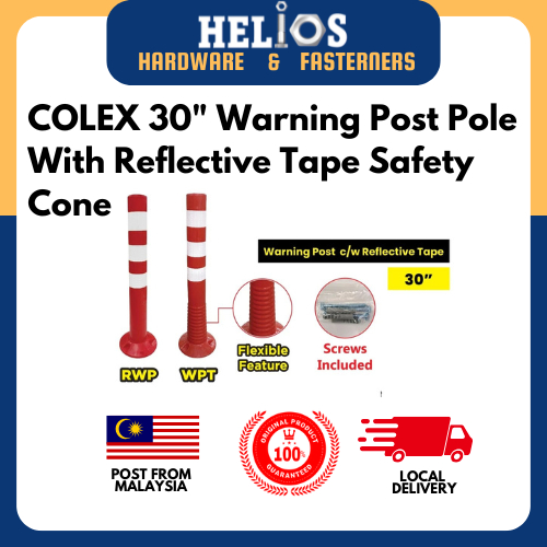 COLEX 30" Warning Post Pole With Reflective Tape Safety Cone Carpark ...