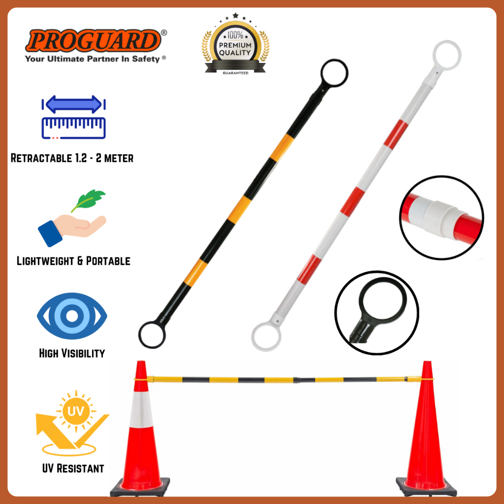 Made in MALAYSIA 2 METER Adjustable Retractable Safety Cone Bar Traffic ...