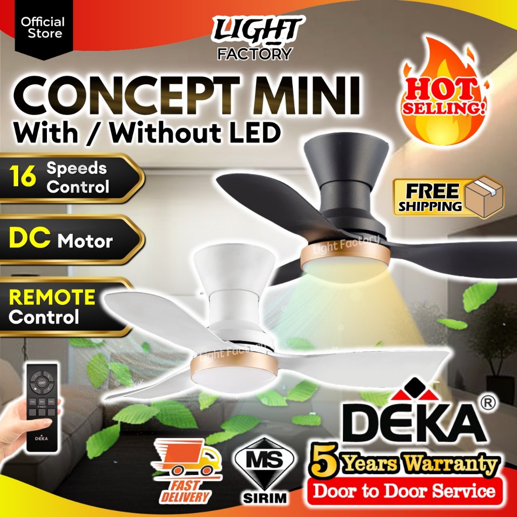 【FREE SHIPPING】DEKA CONCEPT MINI Fan 34" 42" 22" 16 Speed Remote ...