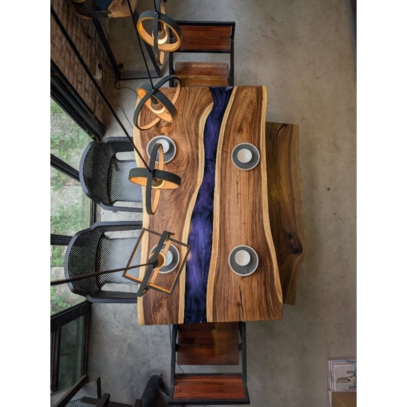 Meja makan kayu balak / dining table wood slab | Shopee Malaysia